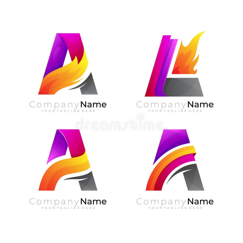 A Logo Combination, Fire Icon, Triangle Logo Template Stock Vector ...