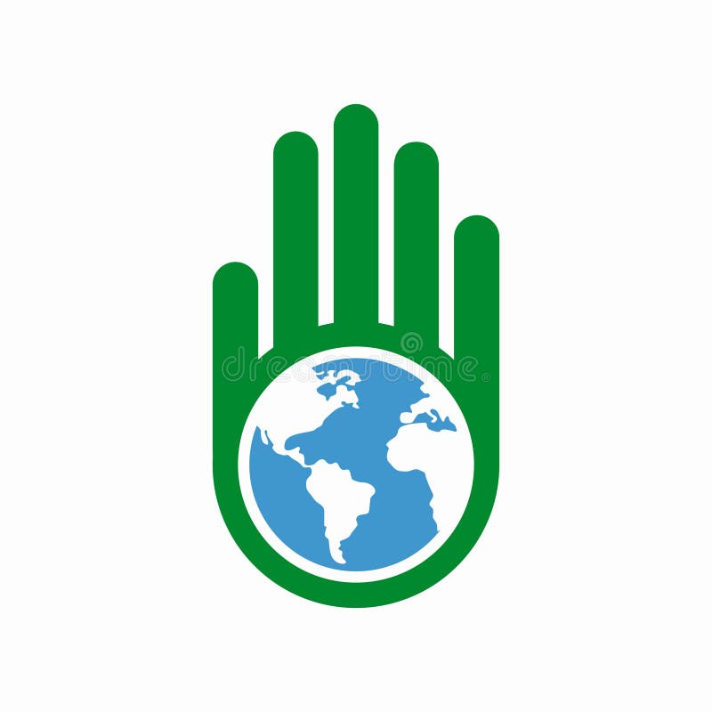 Logo Combination of a Hand and Earth Stock Vector - Illustration of ...