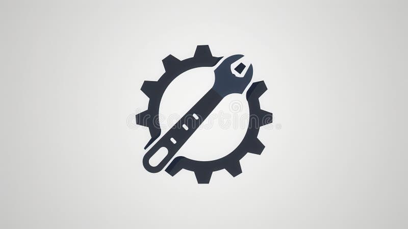 This Logo Combines a Wrench and Gear, Symbolizing Tools and Mechanical ...
