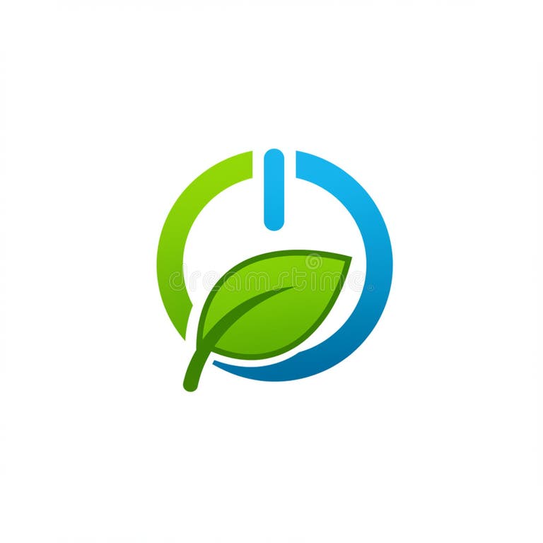 A Logo Combining a Stylized Power Button and a Green Leaf. the Power ...