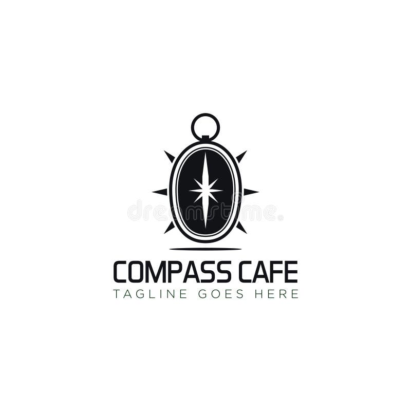 Logo Compass Cafe, with Coffee Bean Vector Stock Vector - Illustration ...