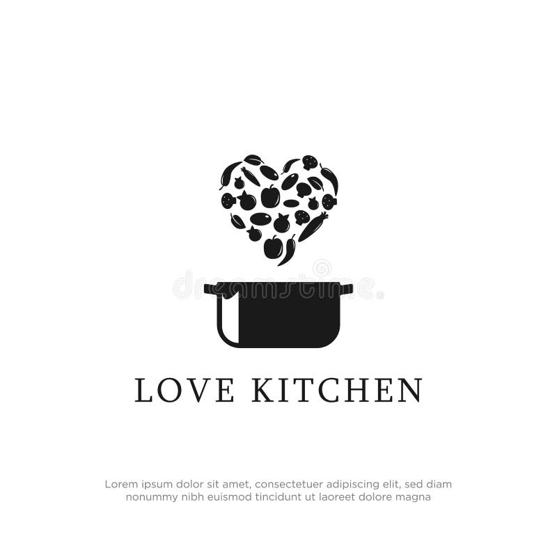 Logo Cooking Love Stock Vector, Love Kitchen Logo Design Inspiration ...