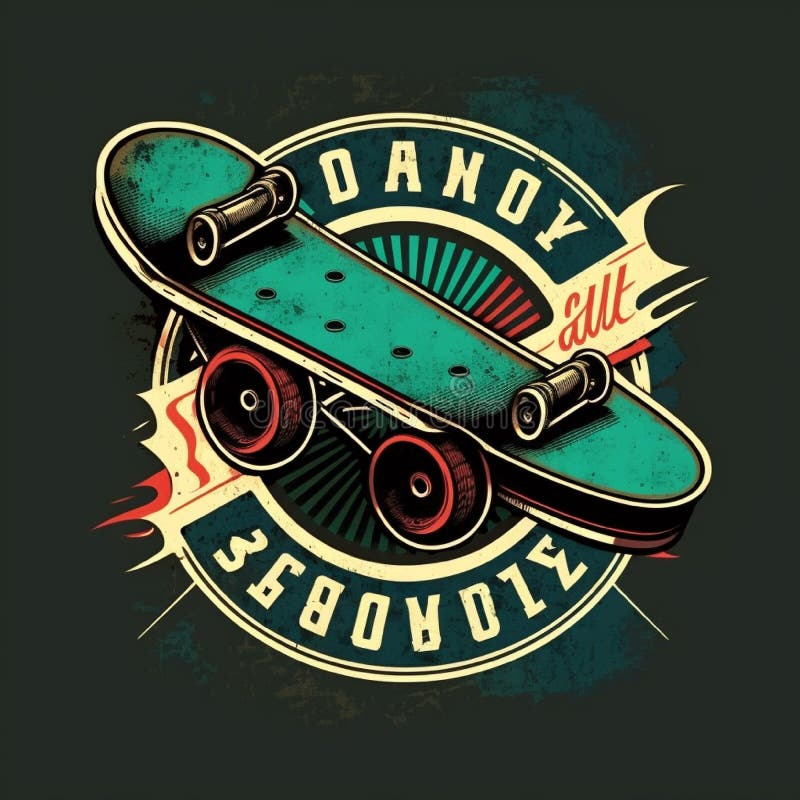 Logo Couleur Vintage Skateboard Illustration Stock - Illustration of ...