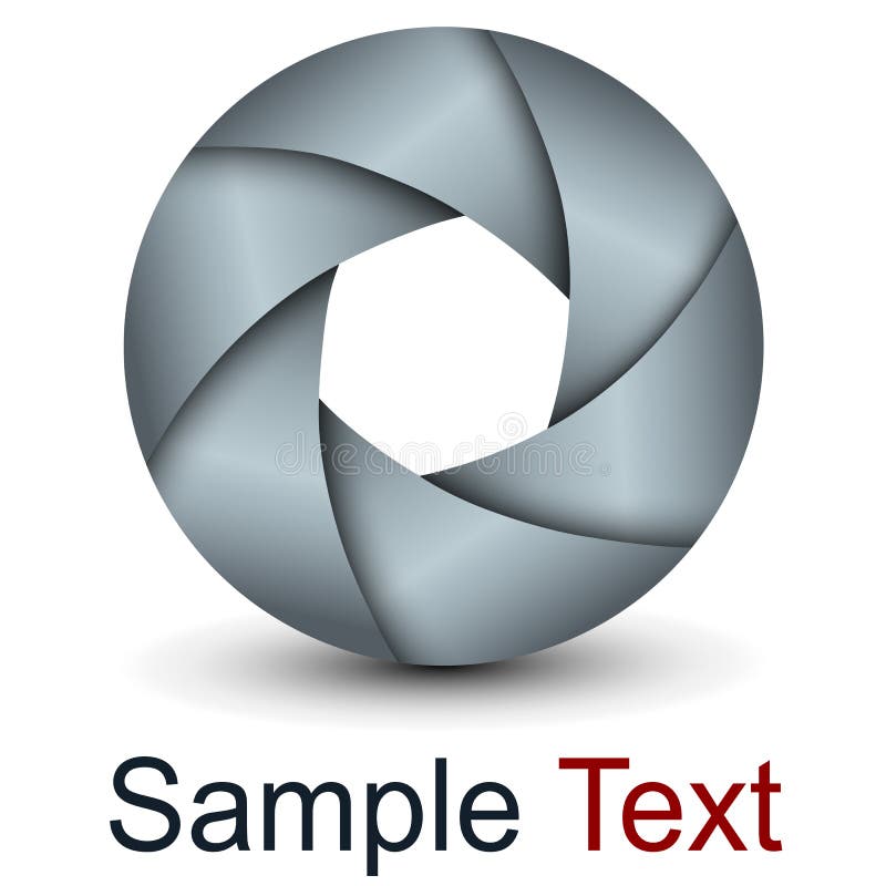 Abstract Lens Icon Design, 3D Blue Symbol with Circular Lines Pattern ...