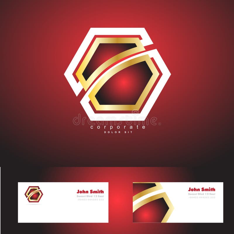 Logo D'entreprise Rouge D'or D'insigne D'hexagone Illustration de ...