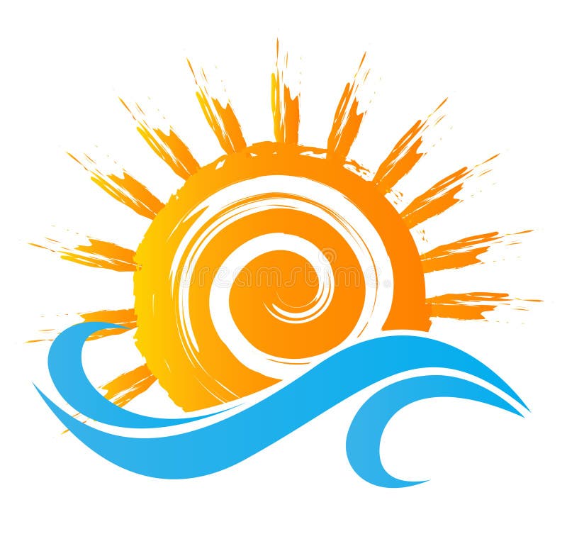 L'icône De Logo D'image De Saison De Mer Et De Soleil Avec La Mer ...