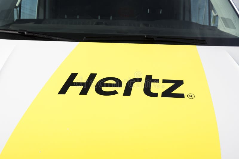 Hertz Marca Del Logotipo Y El Texto De La Firma Americana De Alquiler ...