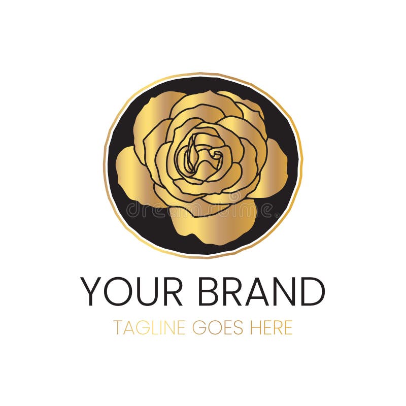 Logo De La Flor De Rosa Dorada Sobre Fondo Negro Ilustración del Vector ... Logo De La Flor De Rosa Dorada Sobre Fondo Negro Ilustración del Vector ...