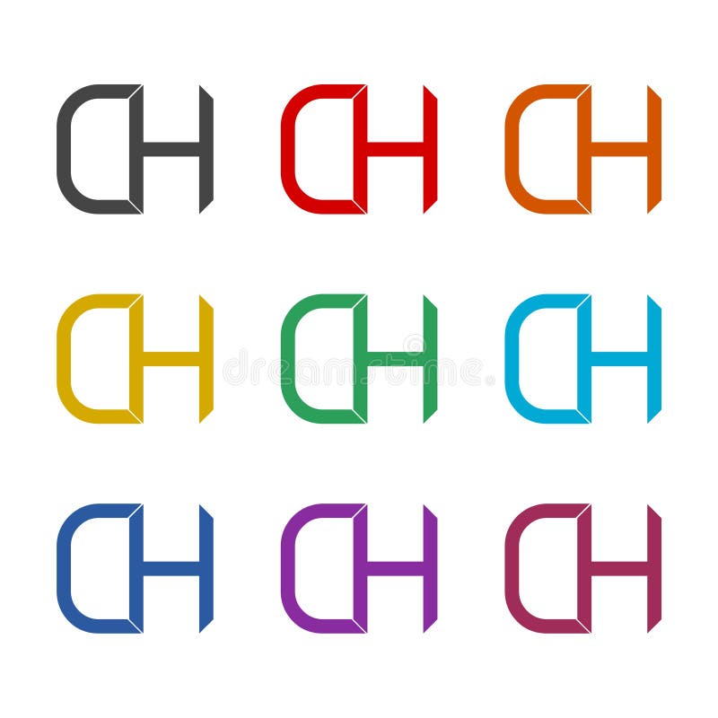 Logo De La Letra Inicial CH, Conjunto De Colores Ilustración del Vector ...