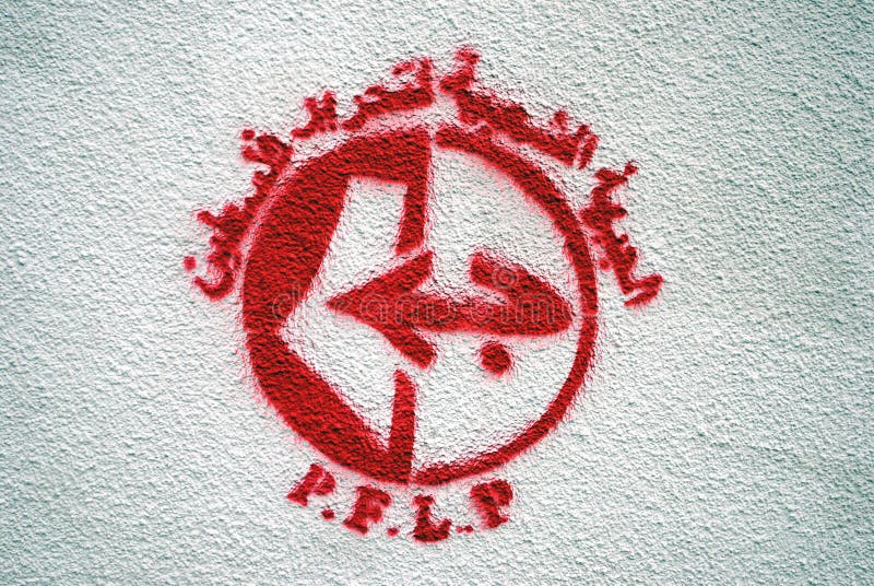 Logo de PFLP peint par jet photo stock éditorial. Image du ...
