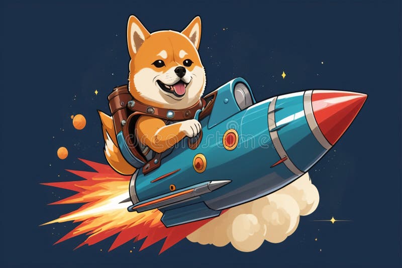 Logo De Un Perro Montando Un Cohete Y Sonriendo Imagen de archivo ...