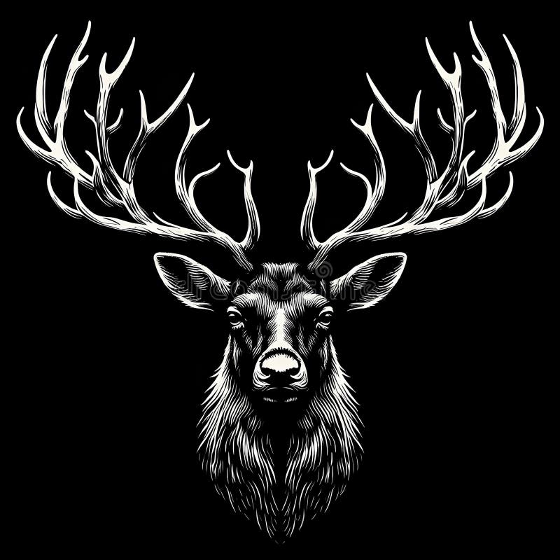 Logo De Un Reno Con Fondo Negro Stock de ilustración - Ilustración de ...
