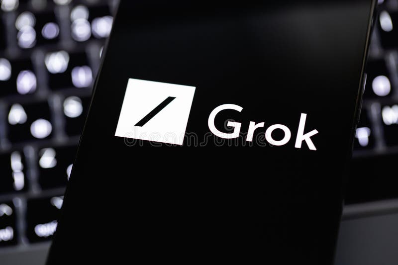 Logo De Xai Grok Chatbot En Un Armario De Pantalla Para Smartphone ... Logo De Xai Grok Chatbot En Un Armario De Pantalla Para Smartphone ...