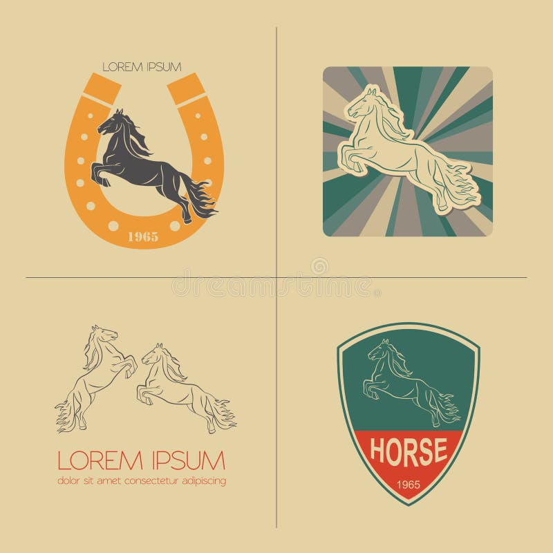 Logo Del Cavallo E Modelli Dei Distintivi Illustrazione Vettoriale ...