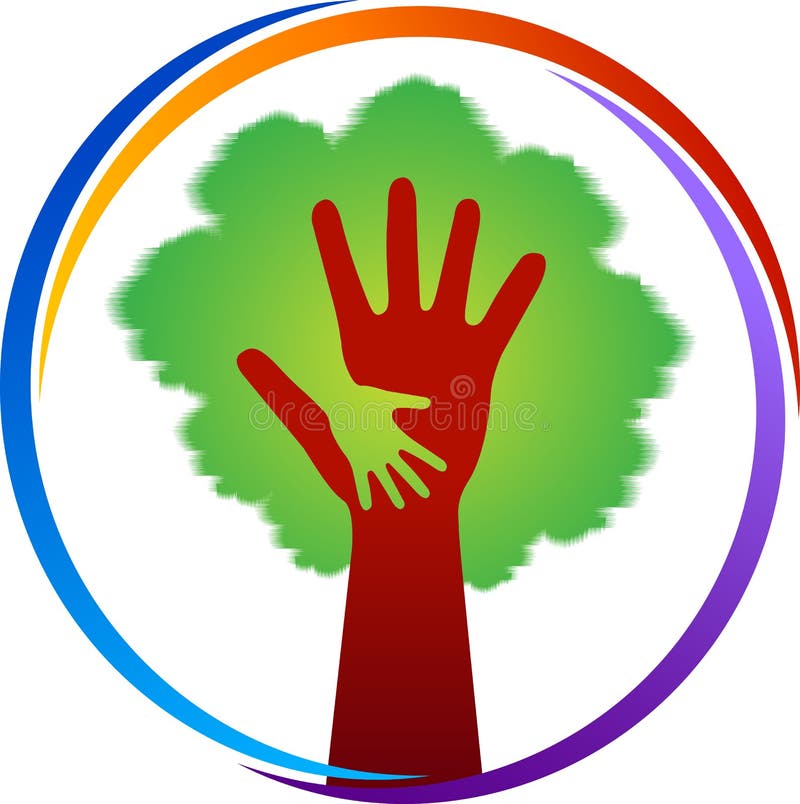 Logo Dell'albero Della Mano Illustrazione Vettoriale - Illustrazione di ...