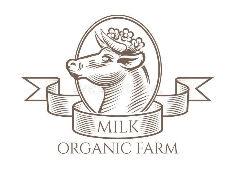 Logo Dell'incisione Della Mucca Illustrazione Vettoriale ...
