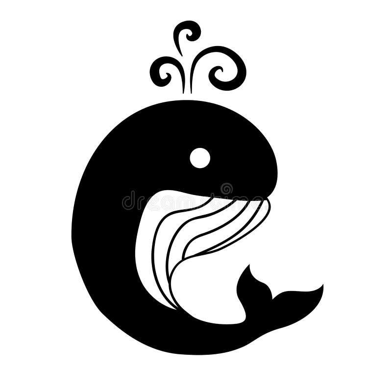 Icona Stilizzata Della Balena, Illustrazione Nera Di Vettore Di Colore ...