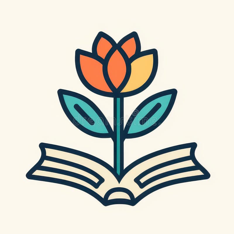 Logo Description a Vibrant Logo Featuring a Book with a Blooming Flower ...