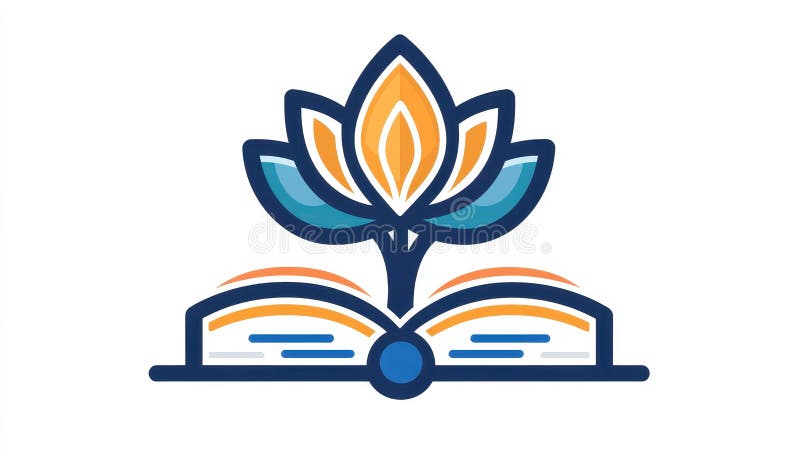 Logo Description a Vibrant Logo Featuring a Book with a Blooming Flower ...