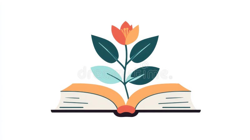 Logo Description a Vibrant Logo Featuring a Book with a Blooming Flower ...