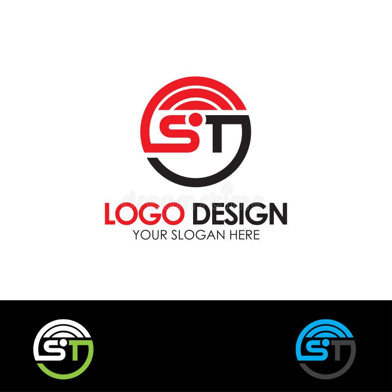 ST Letter Logo with Wireless Shape Stock Vector - Illustration of ...