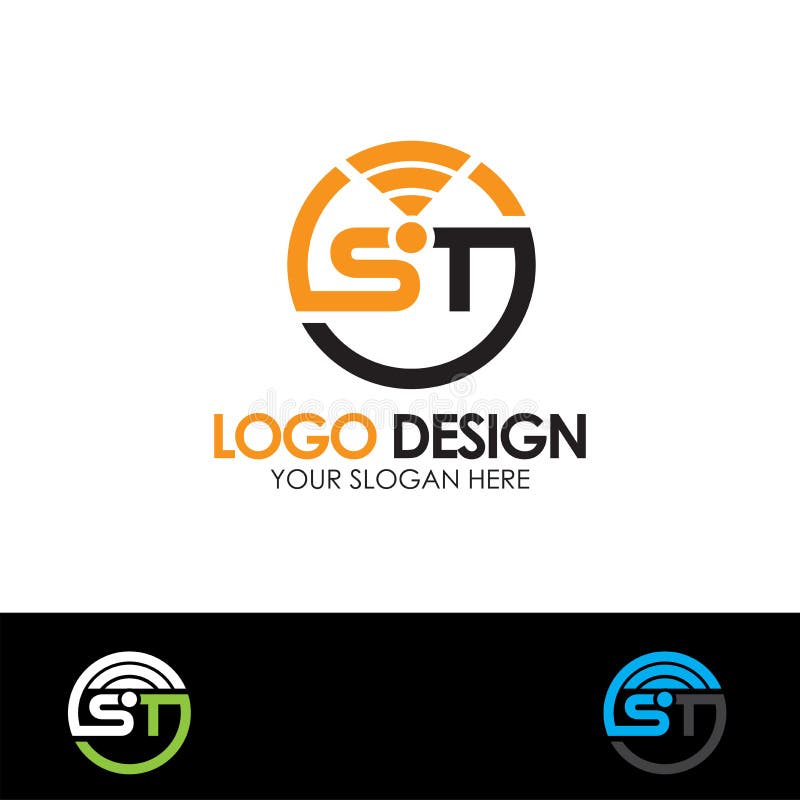 ST Letter Logo with Wireless Shape Stock Vector - Illustration of ...