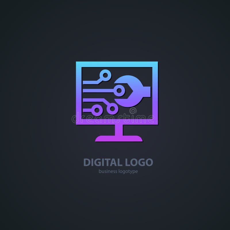 Logo Design Abstract Computer Repair Vector Template. Stock Vector ...