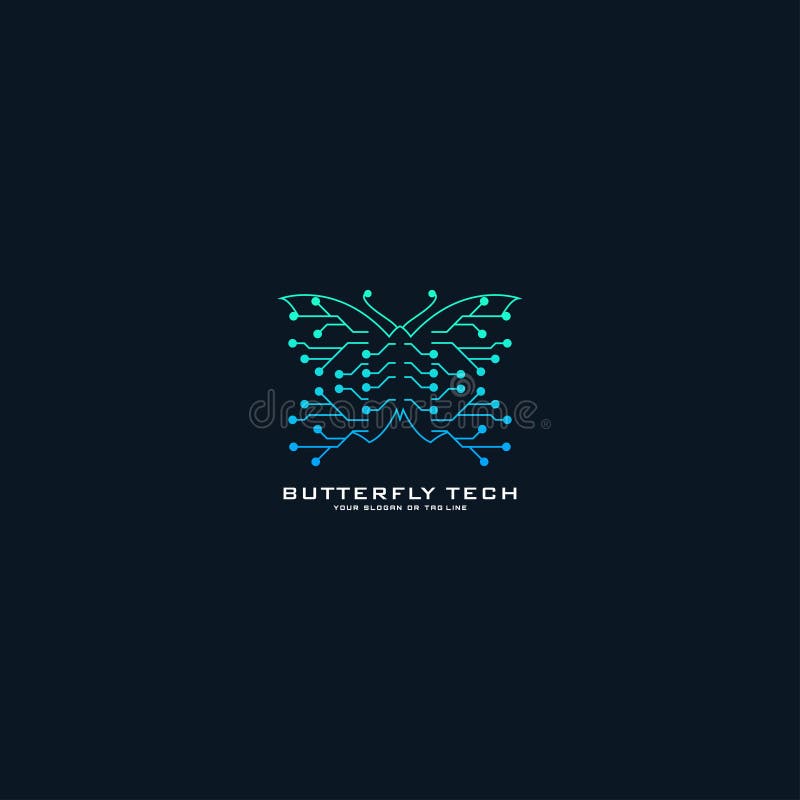 Logo Design Butterfly Technology Vector Stock Vector - Illustration of ...