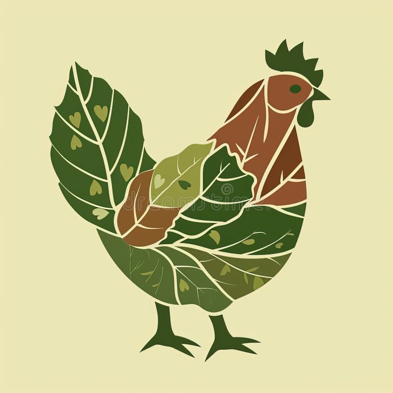 Logo Design with a Chicken Made of Leaves. Generative AI. Stock ...