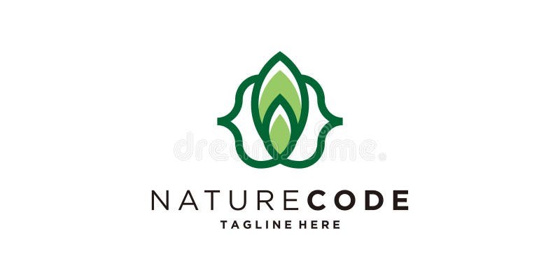 Logo Design Combination of Code and Leaves, Nature, Technology, Logo ...