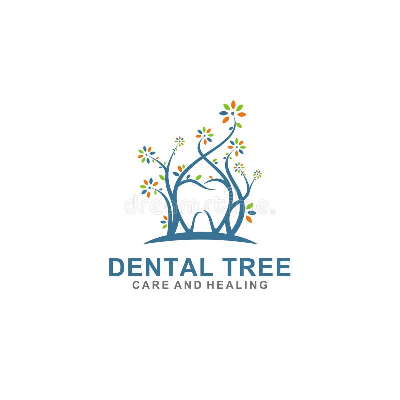 Logo Design Combination of Natural Tree and Teeth Stock Vector ...