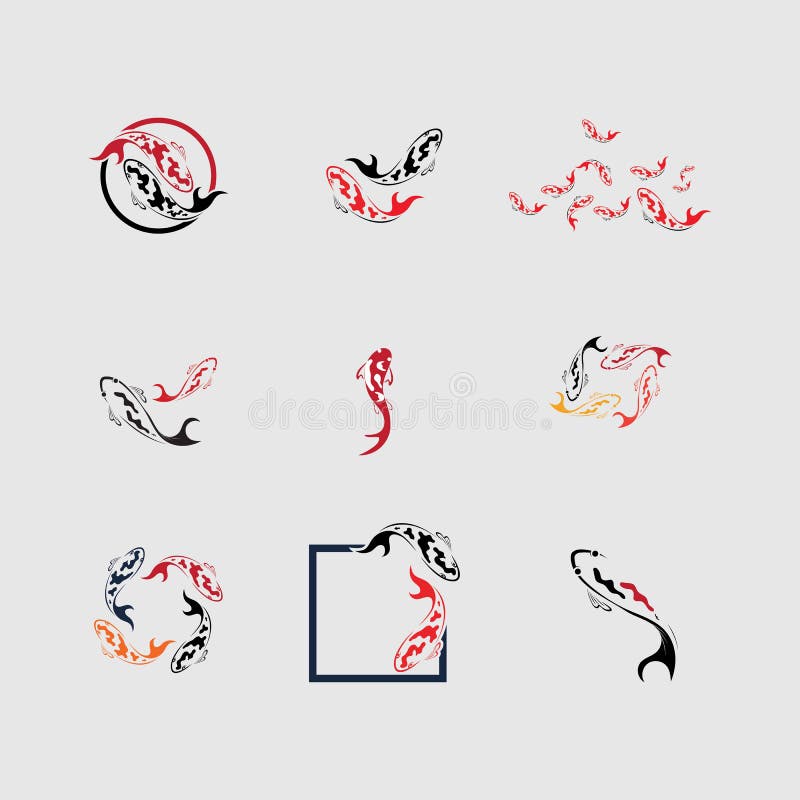 Logo Design Concept of Koi Fish Stock Vector - Illustration of label ...
