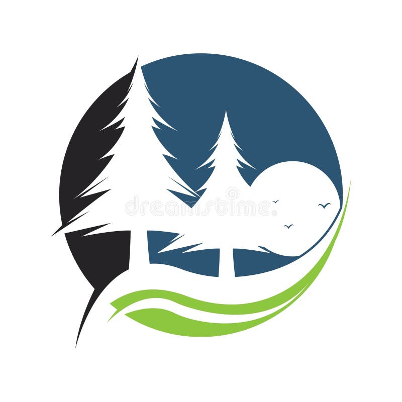 Logo Design Creative Pine Moon, Forest, Logo Design Template Stock ...