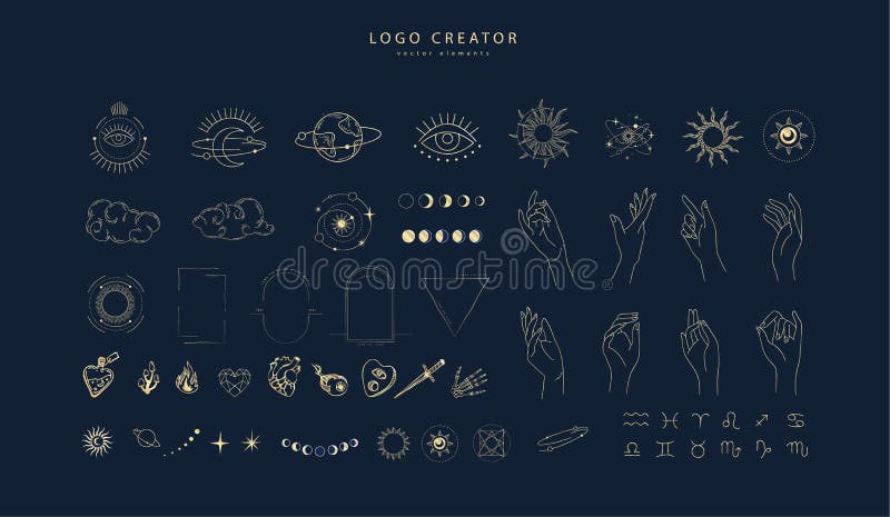 Logo Design Creator with Different Frames, Floral Elements and Hand ...