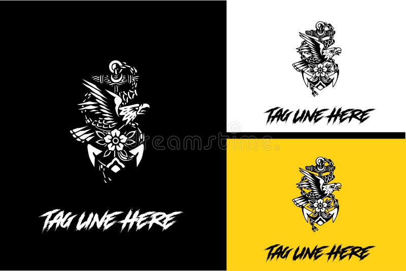 Logo Design of Eagle and Anchor Vector Black and White Stock Vector ...