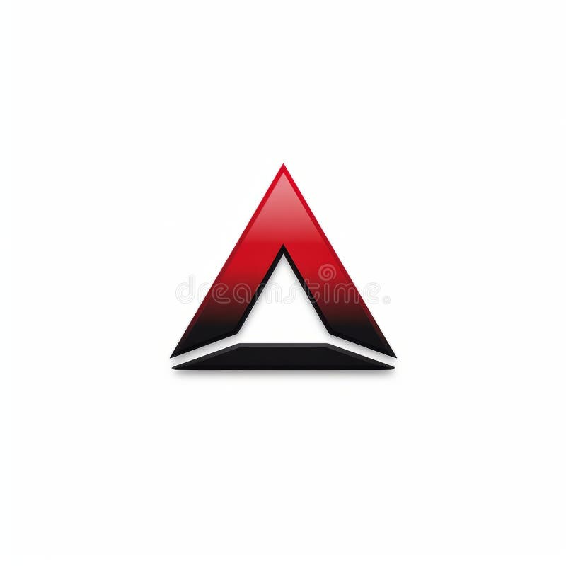 Futuristic Red Black and White Triangle Logo with Realistic Light and ...