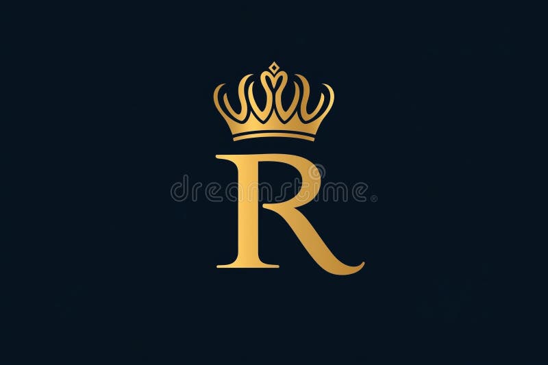 A Logo Design Featuring the Letter R and a Crown, with Simple Lines ...