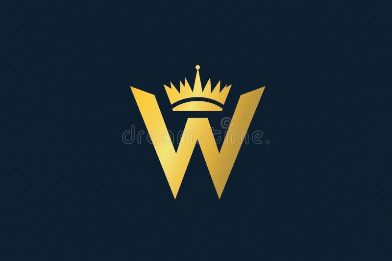 A Logo Design Featuring the Letter W and a Crown, with Simple Lines ...