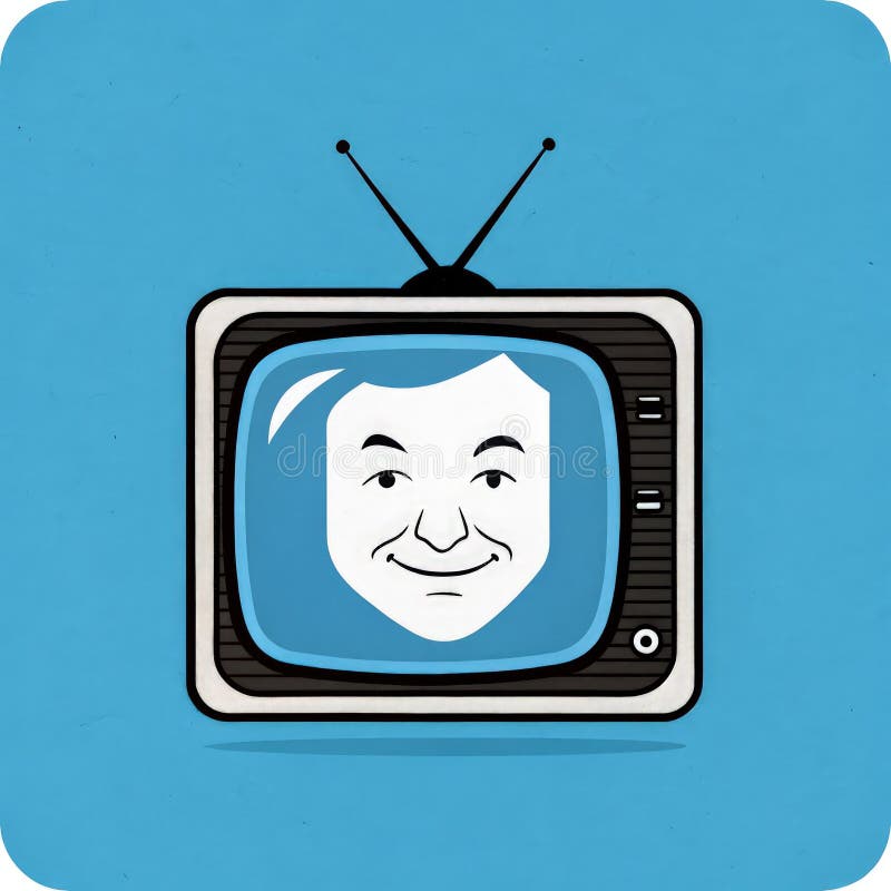 Logo Design Featuring a Square Television with Blue Screen and Smiling ...
