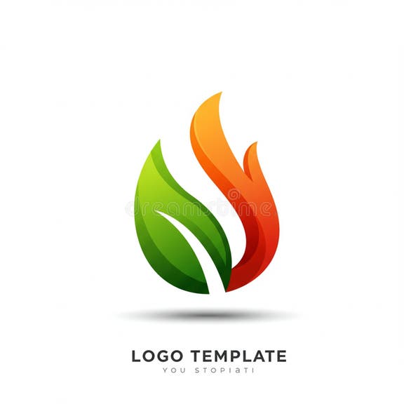 A Logo Design Featuring a Stylized Flame and Leaf Combination. the Left ...