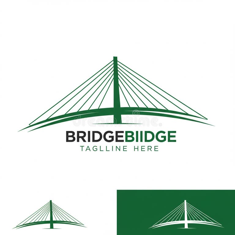 Logo Design Featuring a Stylized Green Cable-stayed Bridge. the Central ...
