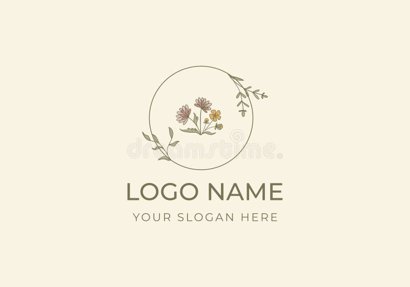 Logo Design Flowers with Circle Border. Logo Design Botanical, Floral ...