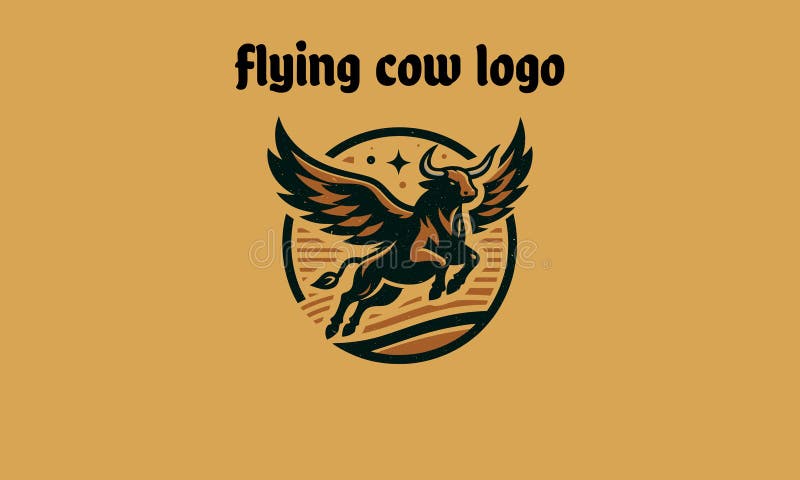 Logo Design of Flying Cow Vector Flat Design Stock Vector ...