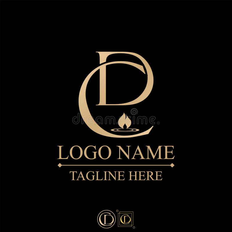 Initial CD Serif Font on Top Bottom Candle Flame Relate Monogram ...