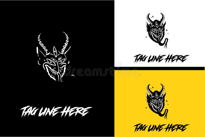 Logo Design of Head Devils Vector Black and White Stock Vector ...