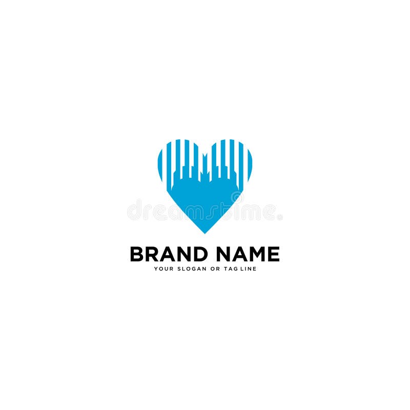 Logo Design Heart Shape and Straight Line Vector Stock Vector ...