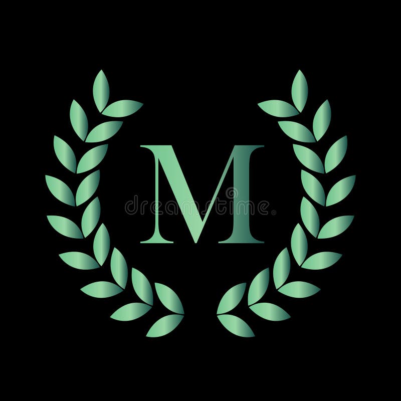 A Logo Design with the Letter M Emblem with a Circular Leaf beside it ...