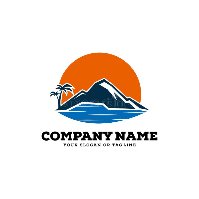 Design Mountains Rivers and Sun Logo Vector Template Stock Vector ...