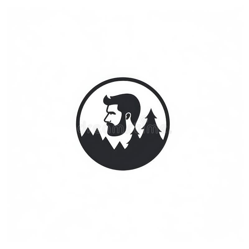 Logo Design with an Outline of a Bearded Man and Trees in a Round Frame ...