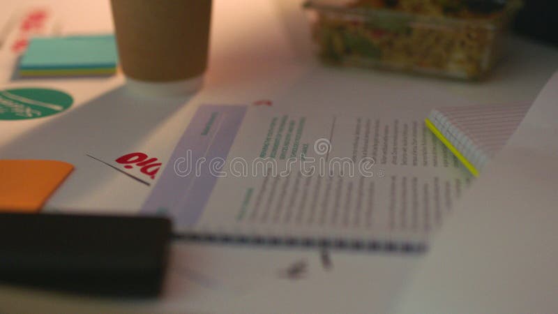 Logo Design Papers on Table, Working at Night in Office and Graphic ...